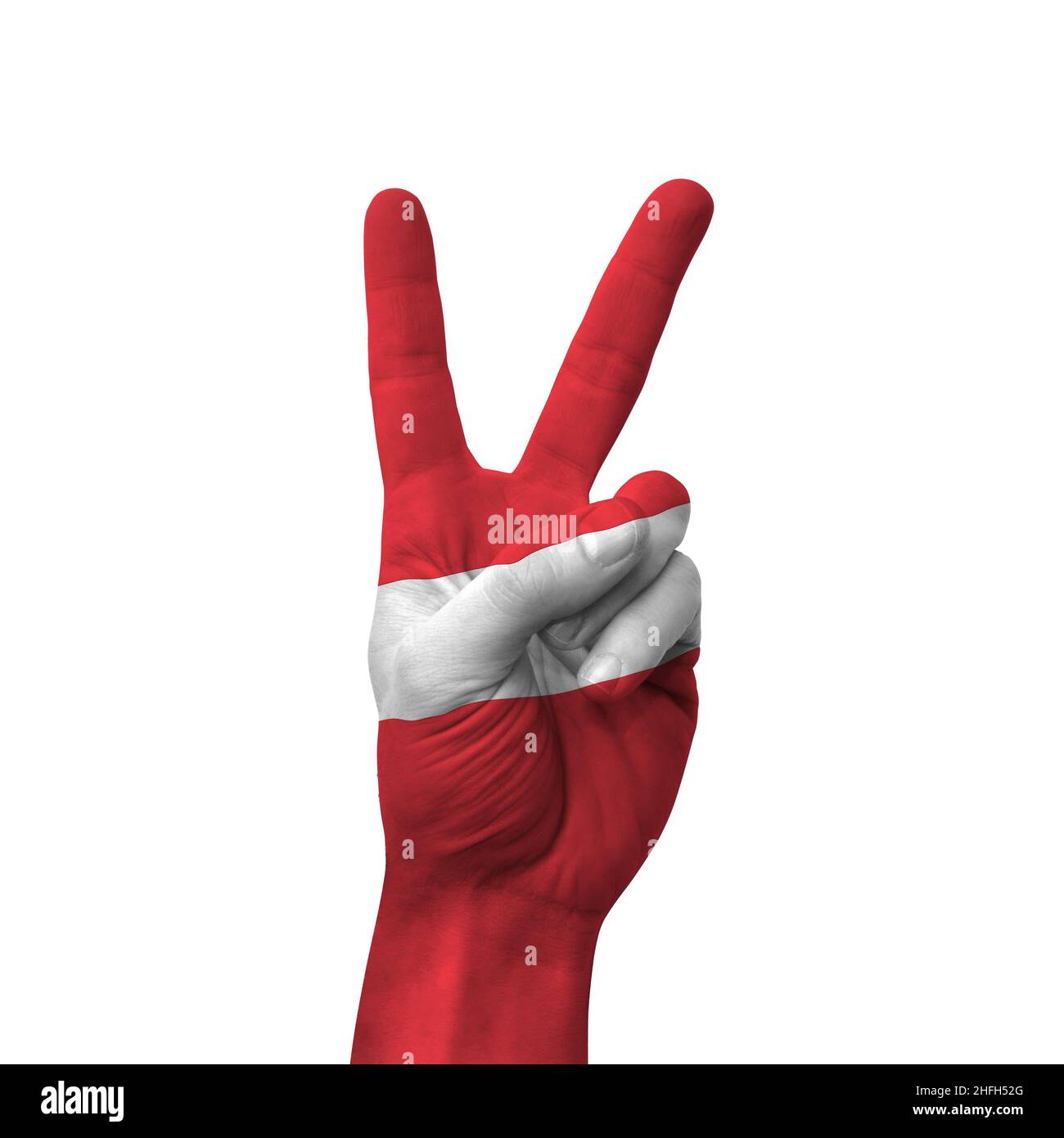 Hand making victory sign, latvia painted with flag as symbol of victory ...