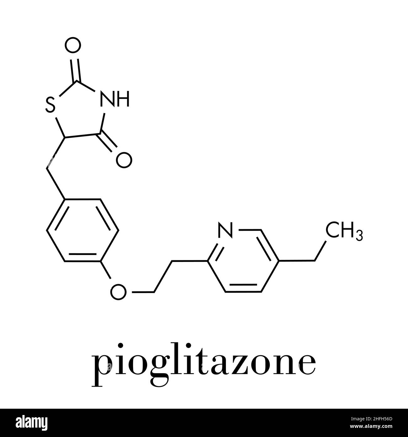 Pioglitazone diabetes drug molecule. Skeletal formula Stock Vector ...
