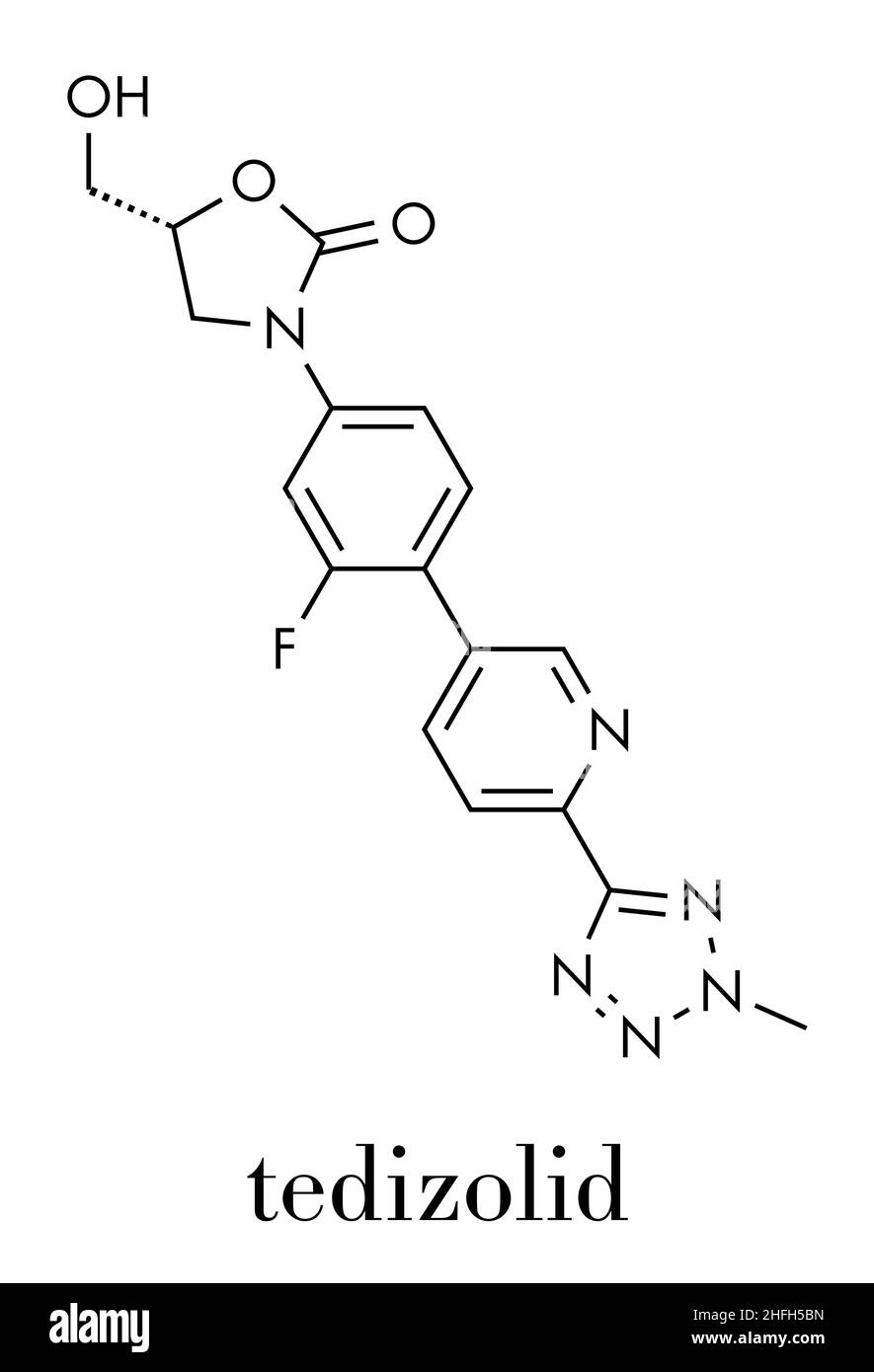 Tedizolid antibacterial drug molecule. Skeletal formula Stock Vector ...