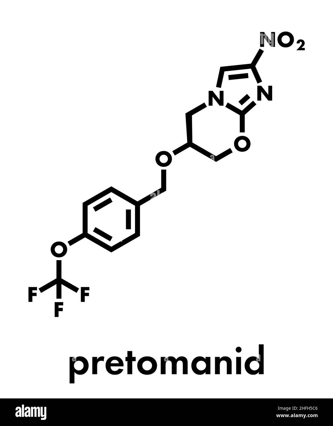 Pretomanid tuberculosis drug molecule. Skeletal formula Stock Vector ...