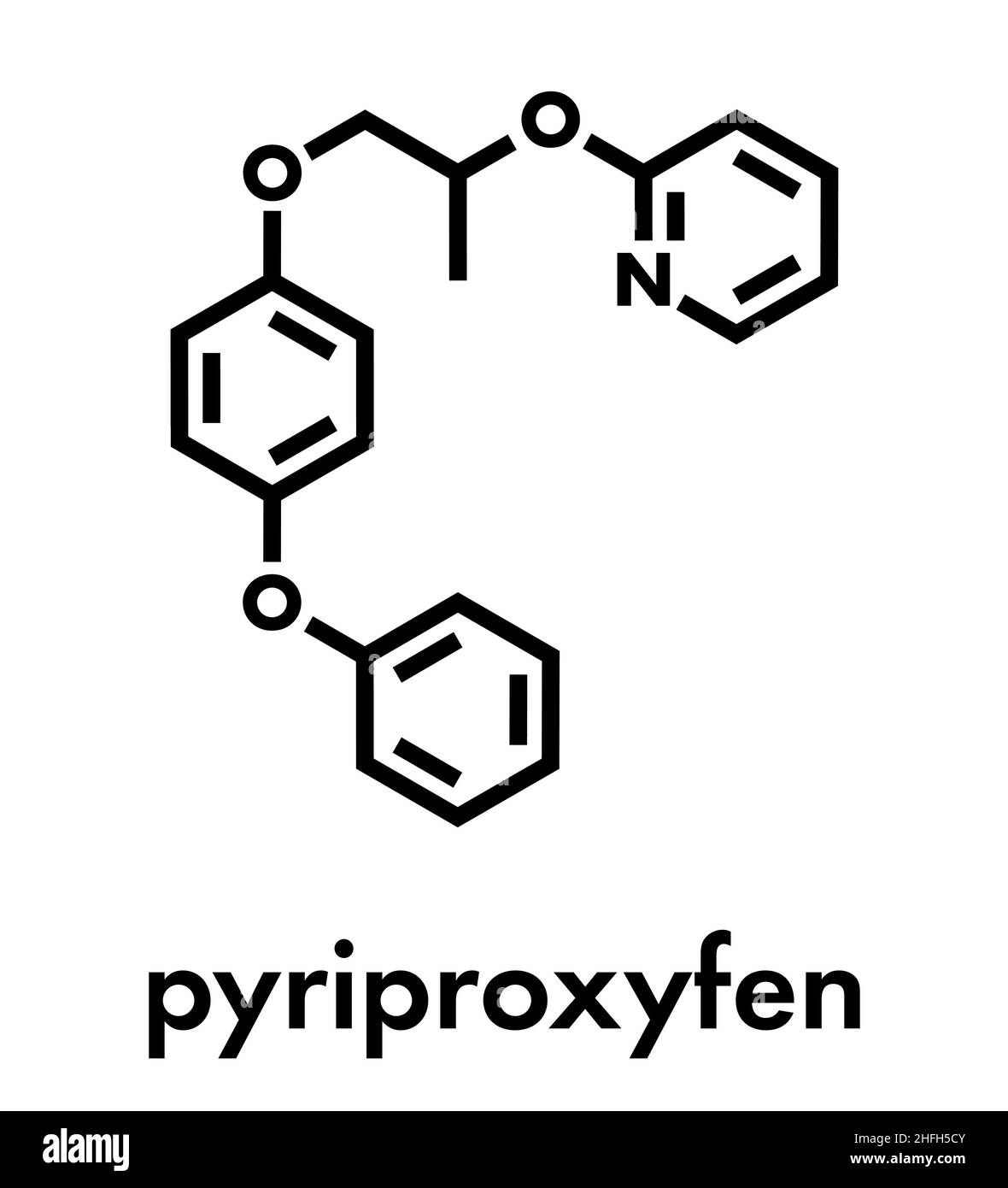 Pyriproxyfen pesticide molecule. Juvenile hormone analogue that ...