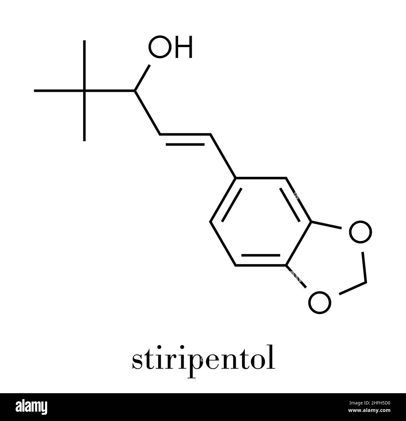 Stiripentol epilepsy drug molecule. Skeletal formula Stock Vector Image ...