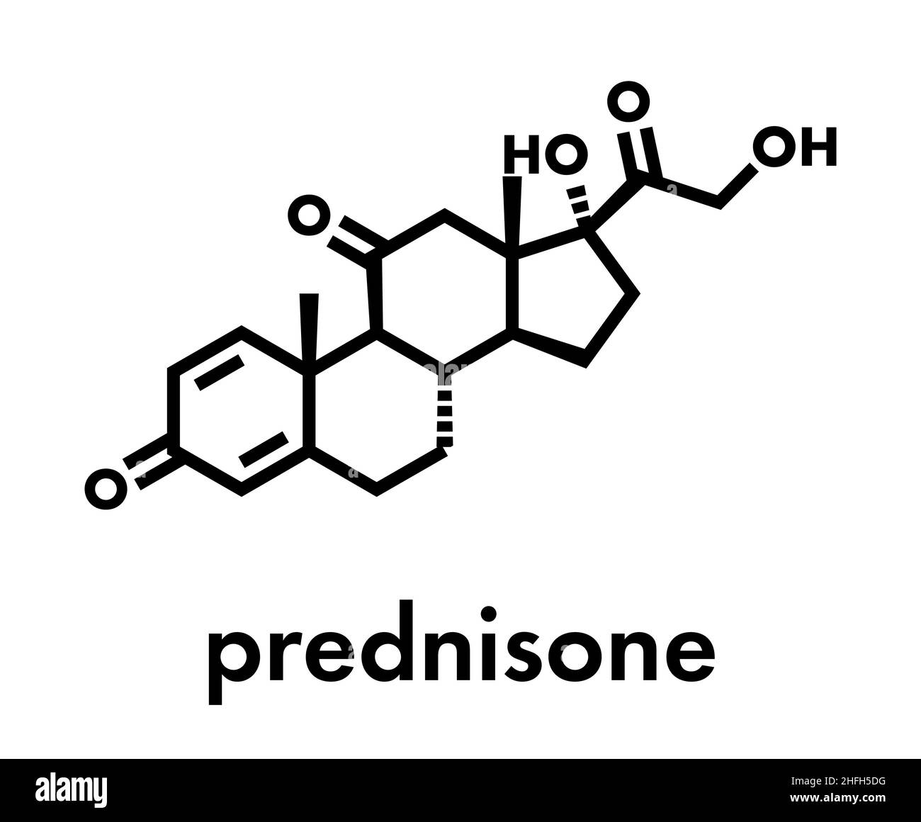 Prednisone corticosteroid drug molecule. Skeletal formula Stock Vector ...