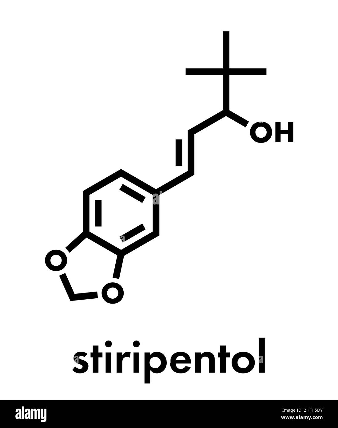 Stiripentol epilepsy drug molecule. Skeletal formula Stock Vector Image ...