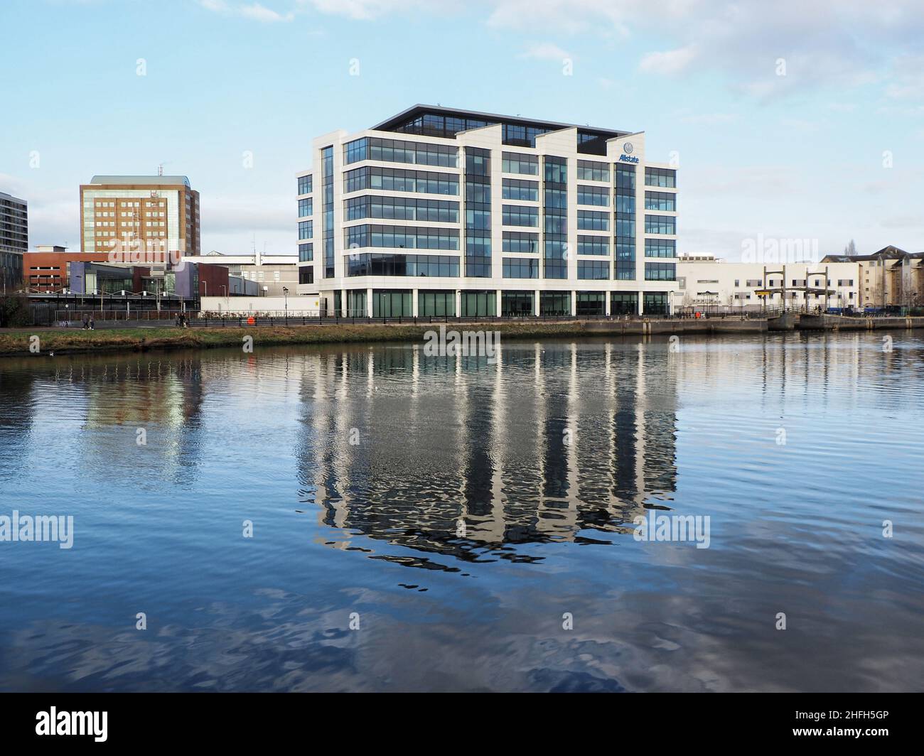 Allstate offices in Belfast buildings along the River Lagan Stock Photo ...