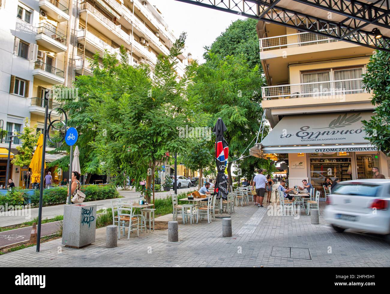 Thessaloniki, Greece - July 27, 2021: People visit To Elliniko ...