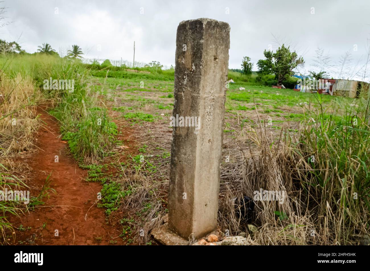 Square Concrete Column At Field Entrance Stock Photo - Alamy