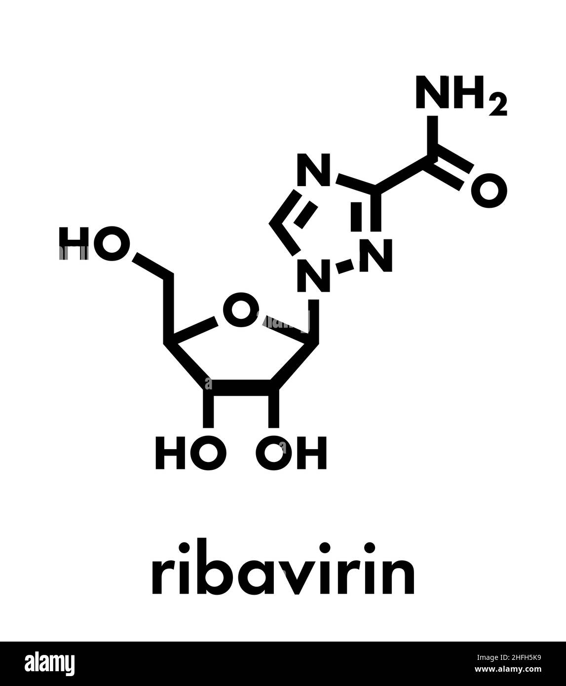 Ribavirin antiviral drug molecule. Used in treatment of hepatitis C ...