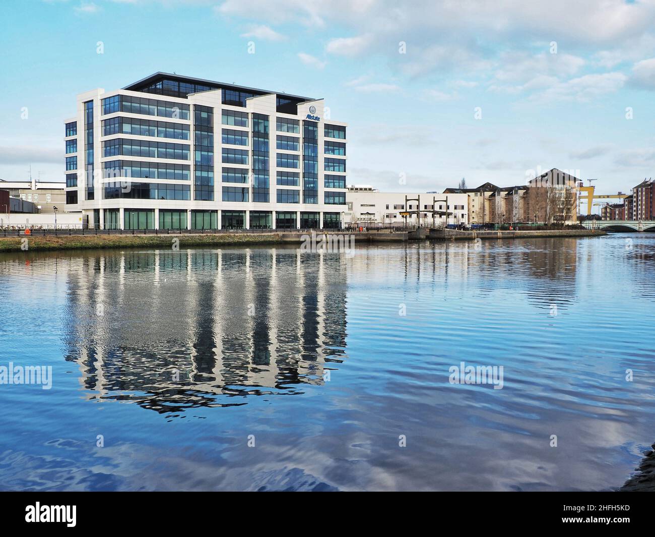 Allstate offices in Belfast buildings along the River Lagan Stock Photo ...