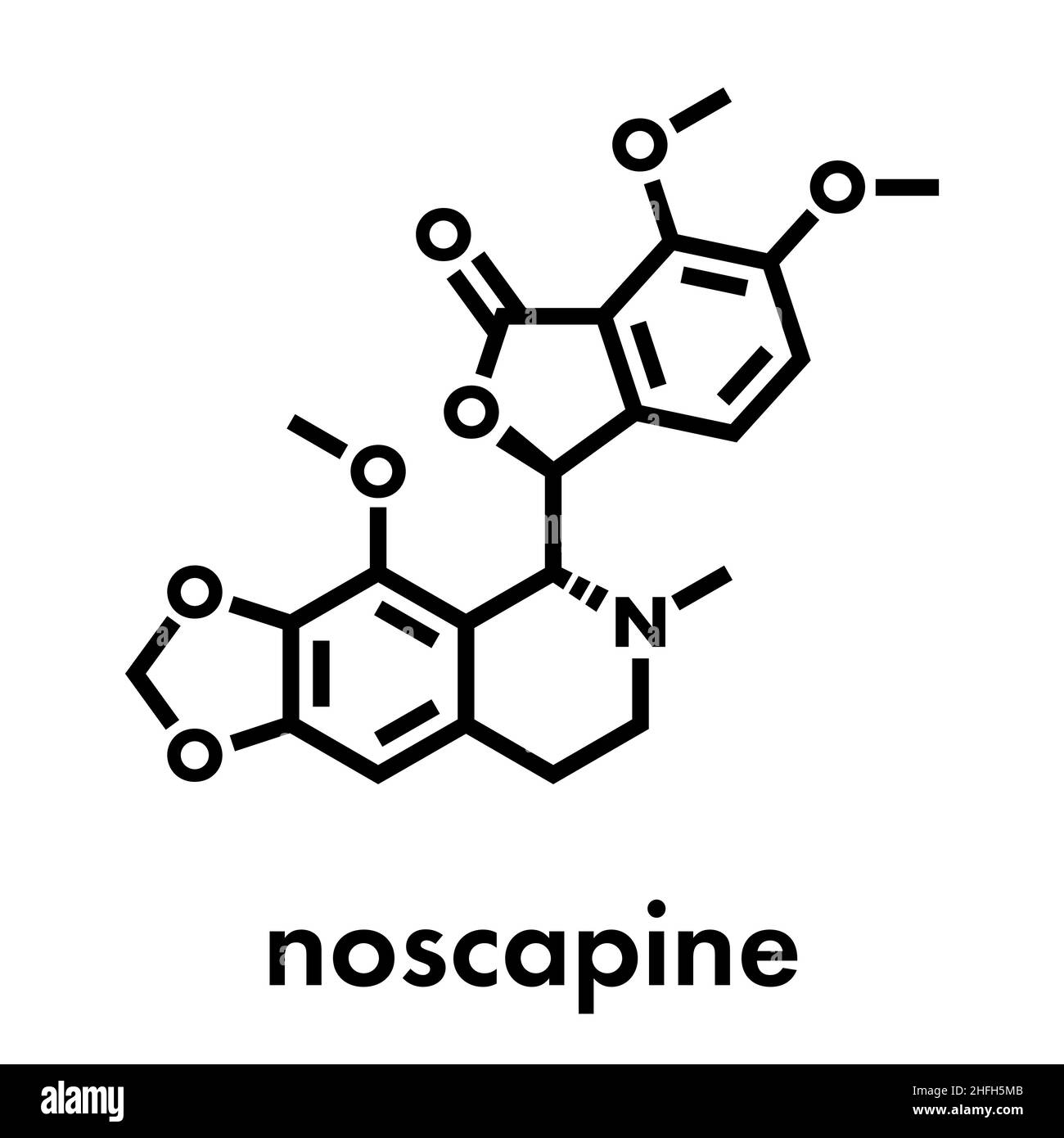 Noscapine antitussive drug molecule. Skeletal formula Stock Vector ...
