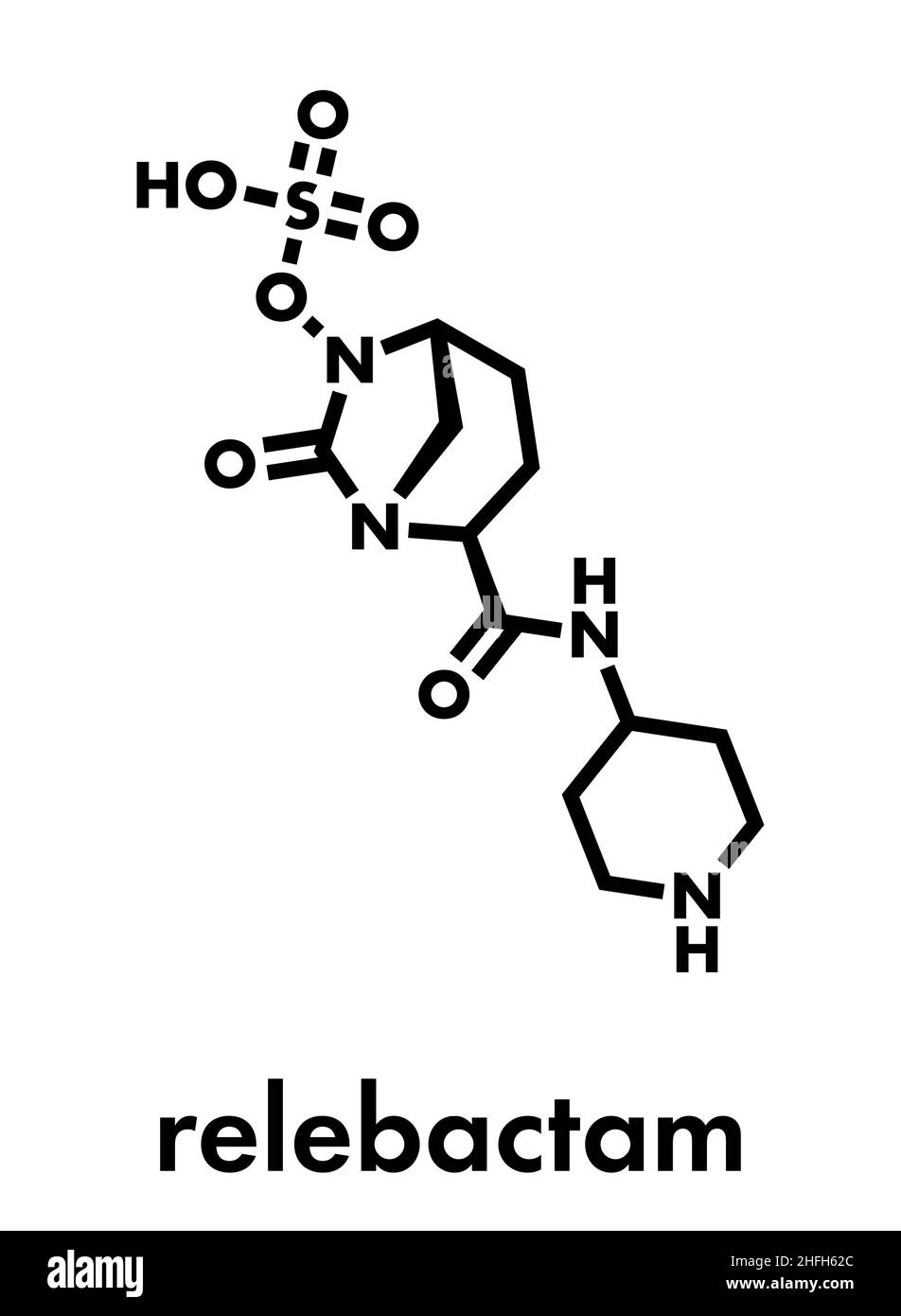 Relebactam drug molecule. Beta-lactamase inhibitor that is adminstered ...
