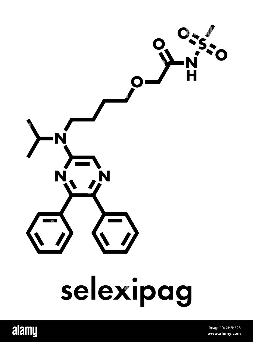 Selexipag pulmonary arterial hypertension drug molecule. Skeletal ...
