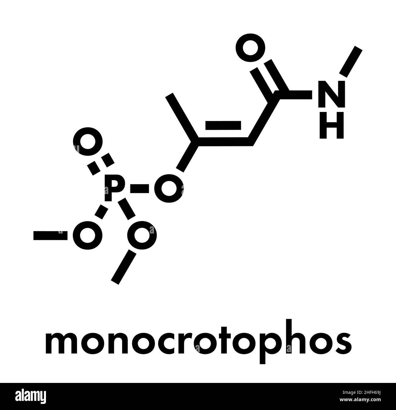 Monocrotophos organophosphate insecticide molecule. Also known to be ...