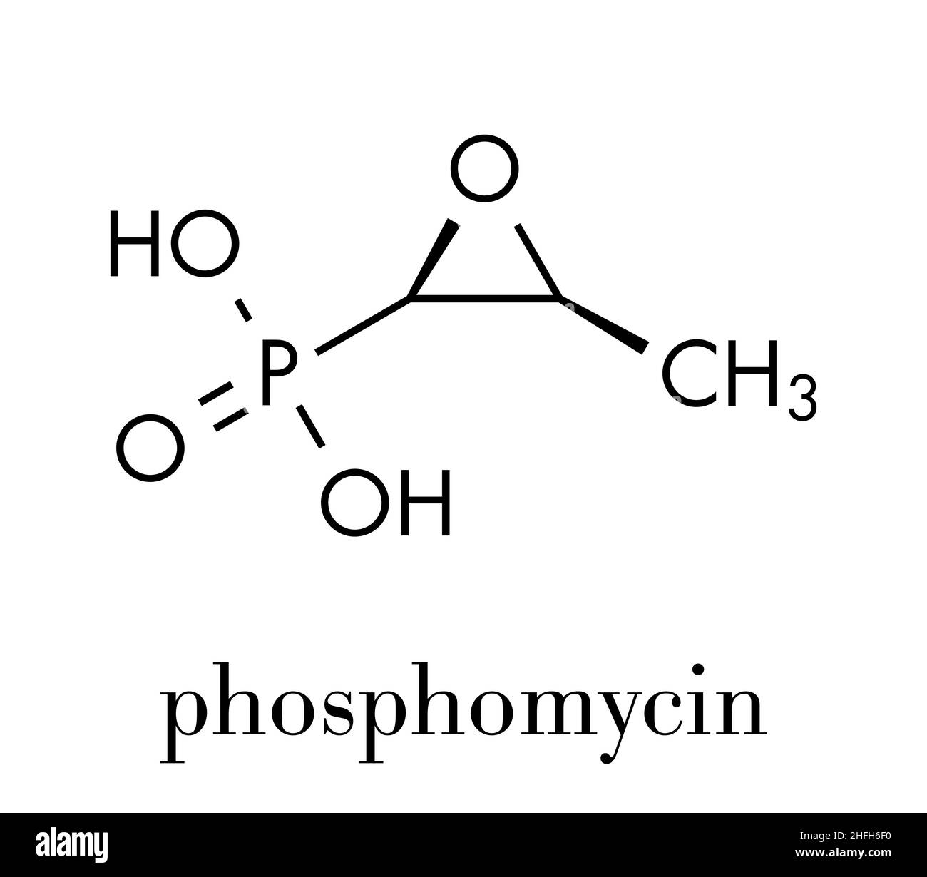 Fosfomycin (phosphomycin, phosphonomycin) antibacterial drug molecule ...
