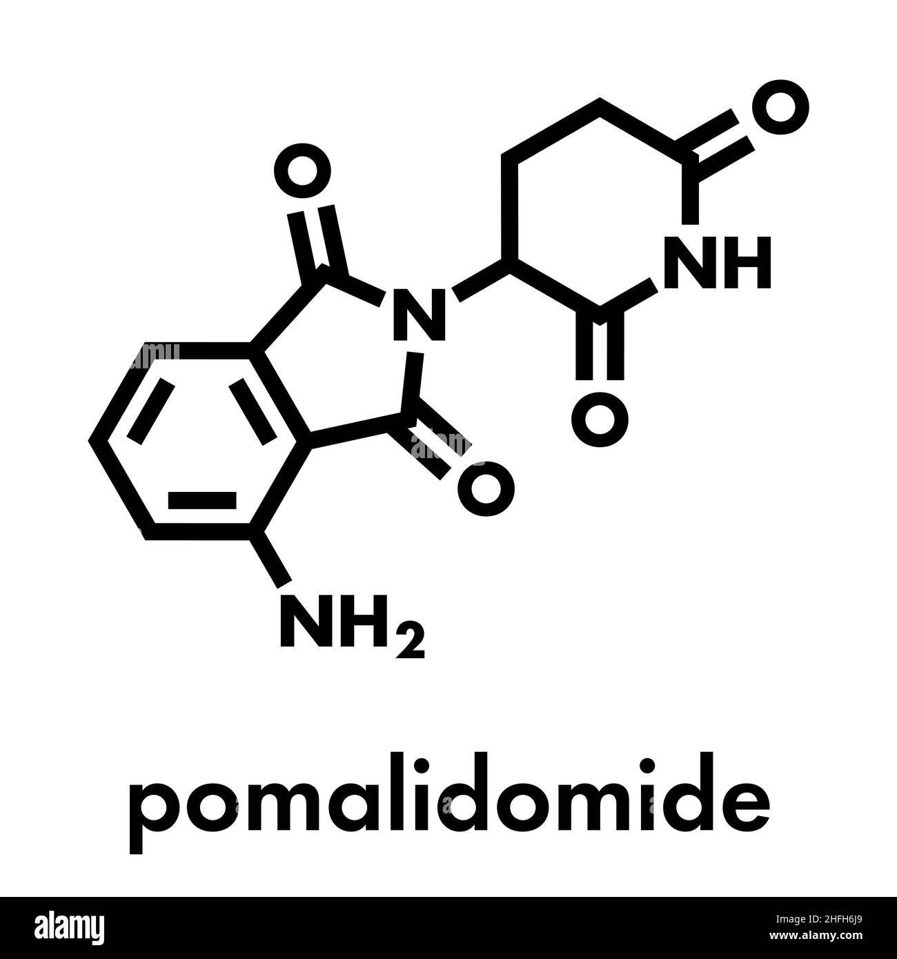 Pomalidomide multiple myeloma drug molecule. Related to thalidomide ...