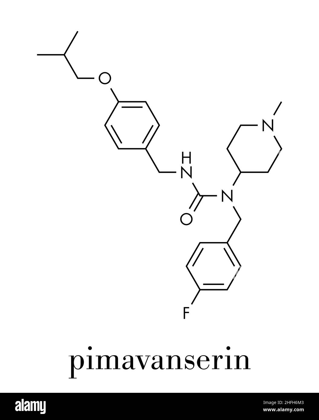 Pimavanserin antipsychotic drug molecule. Skeletal formula Stock Vector ...