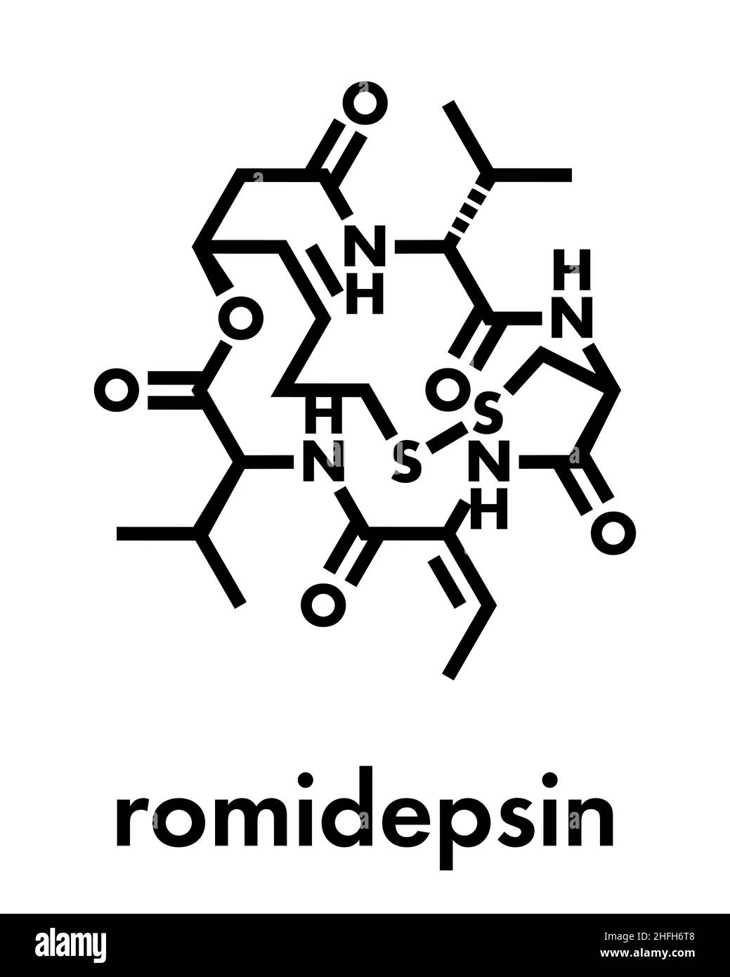 Romidepsin cancer drug molecule (histone deacetylase inhibitor ...