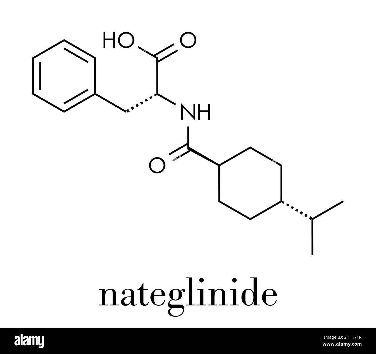 Nateglinide diabetes drug molecule. Skeletal formula Stock Vector Image ...