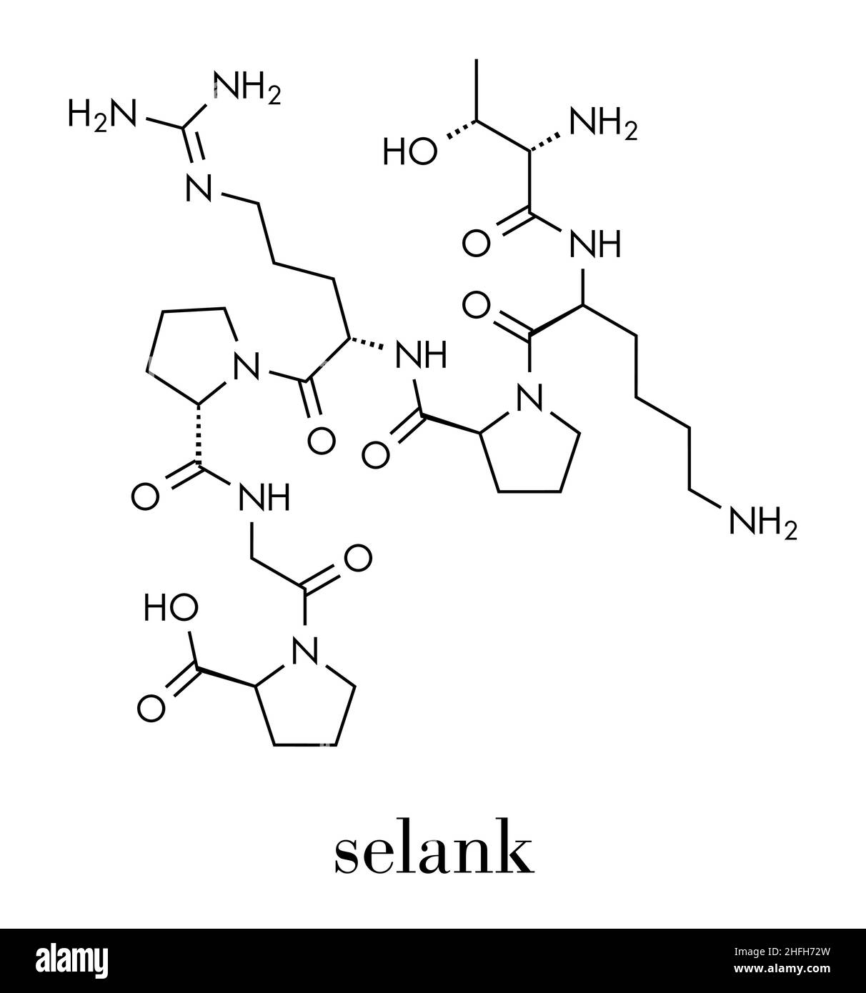 Selank nootropic and anxiolytic peptide drug molecule. Skeletal formula ...