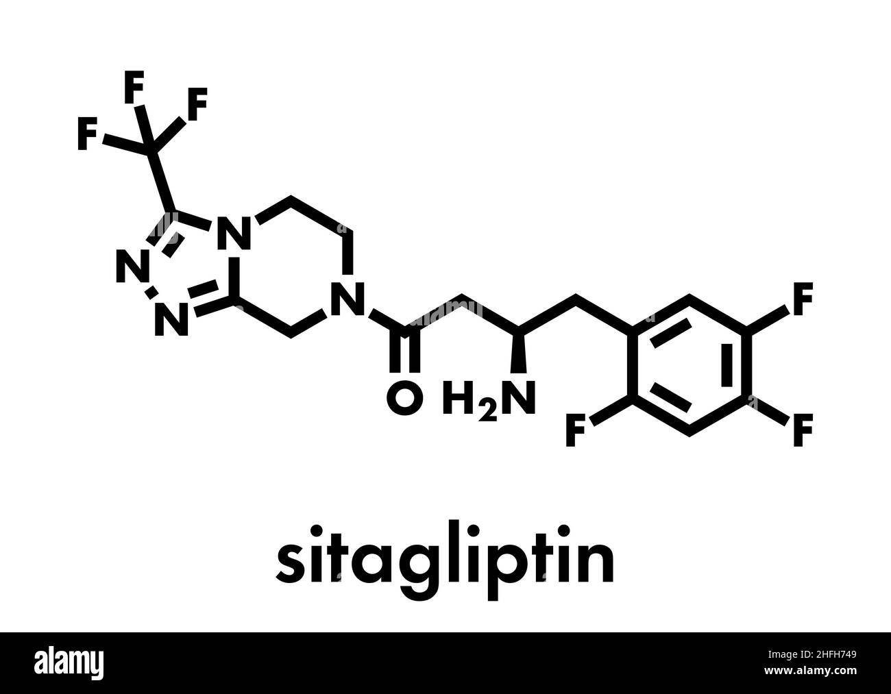 Sitagliptin diabetes drug molecule. Skeletal formula Stock Vector Image ...
