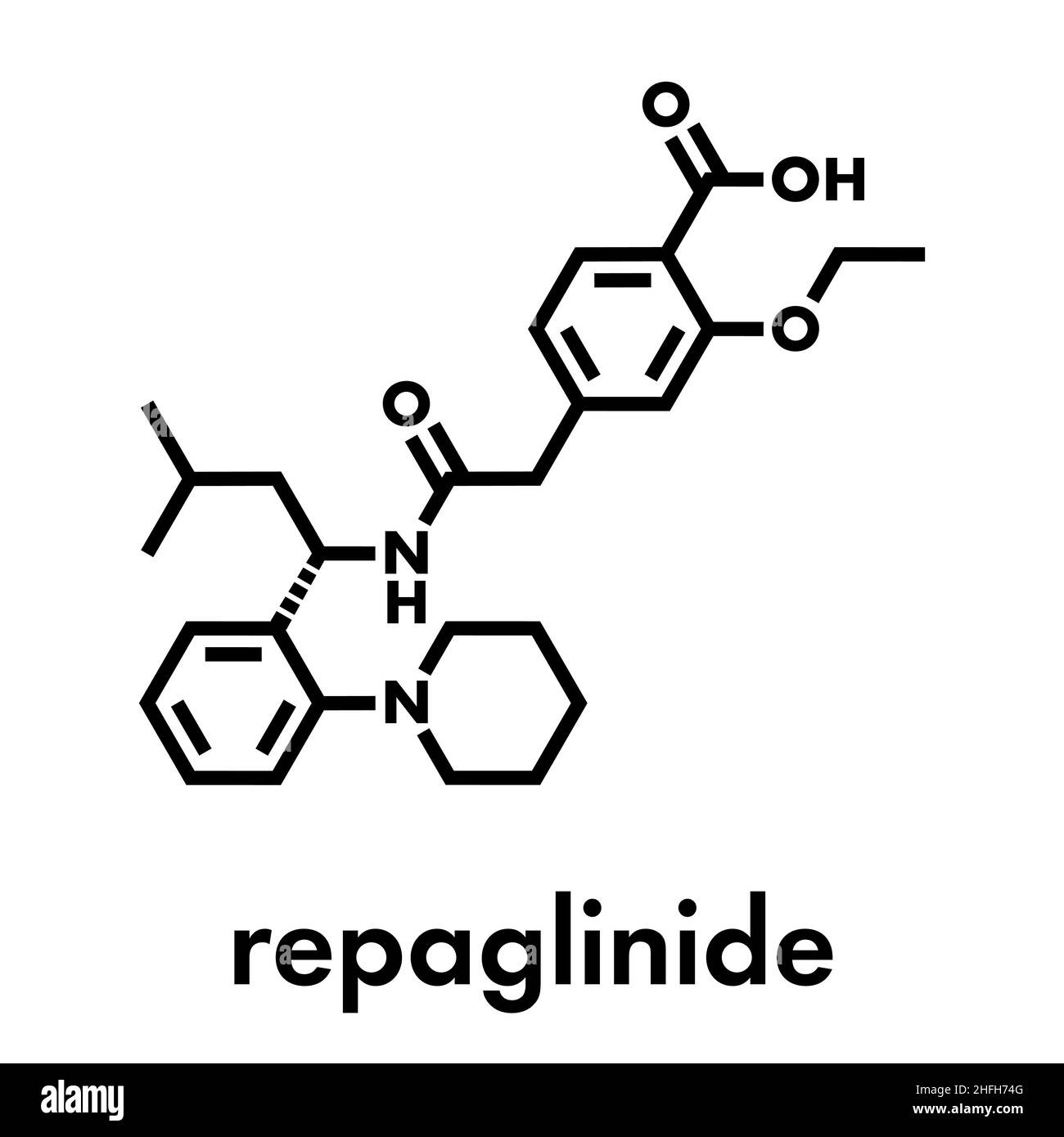 Repaglinide diabetes drug molecule. Skeletal formula Stock Vector Image ...