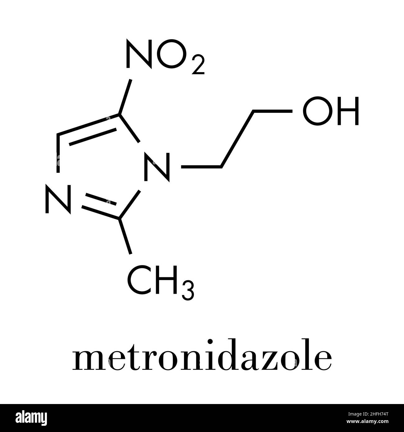 Metronidazole antibiotic drug (nitroimidazole class) molecule. Skeletal formula Stock Vector ...