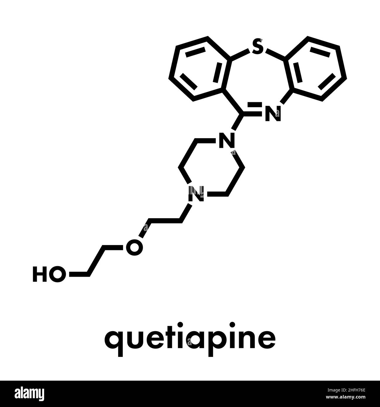 Quetiapine antipsychotic drug molecule. Skeletal formula Stock Vector ...