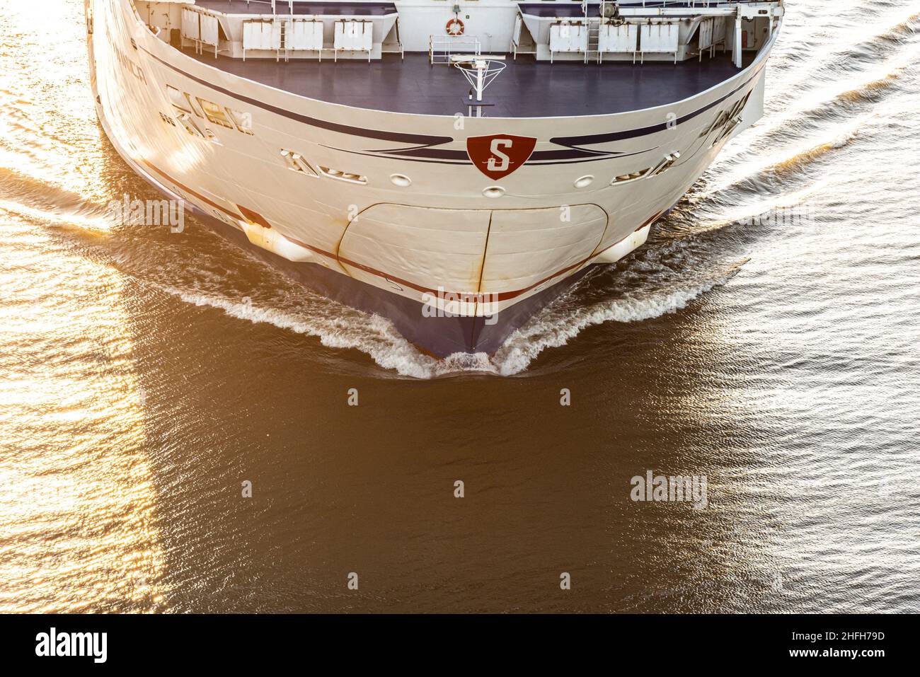 Gothenburg, Sweden - October 17 2021: Bow of RoRo passenger ferry Stena ...