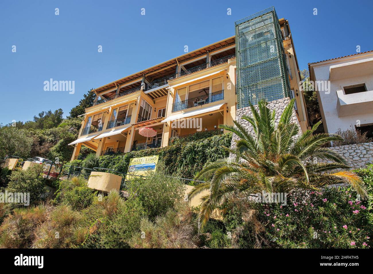 Corfu, Greece - August 07, 2021: Castellino restaurant facade with ...