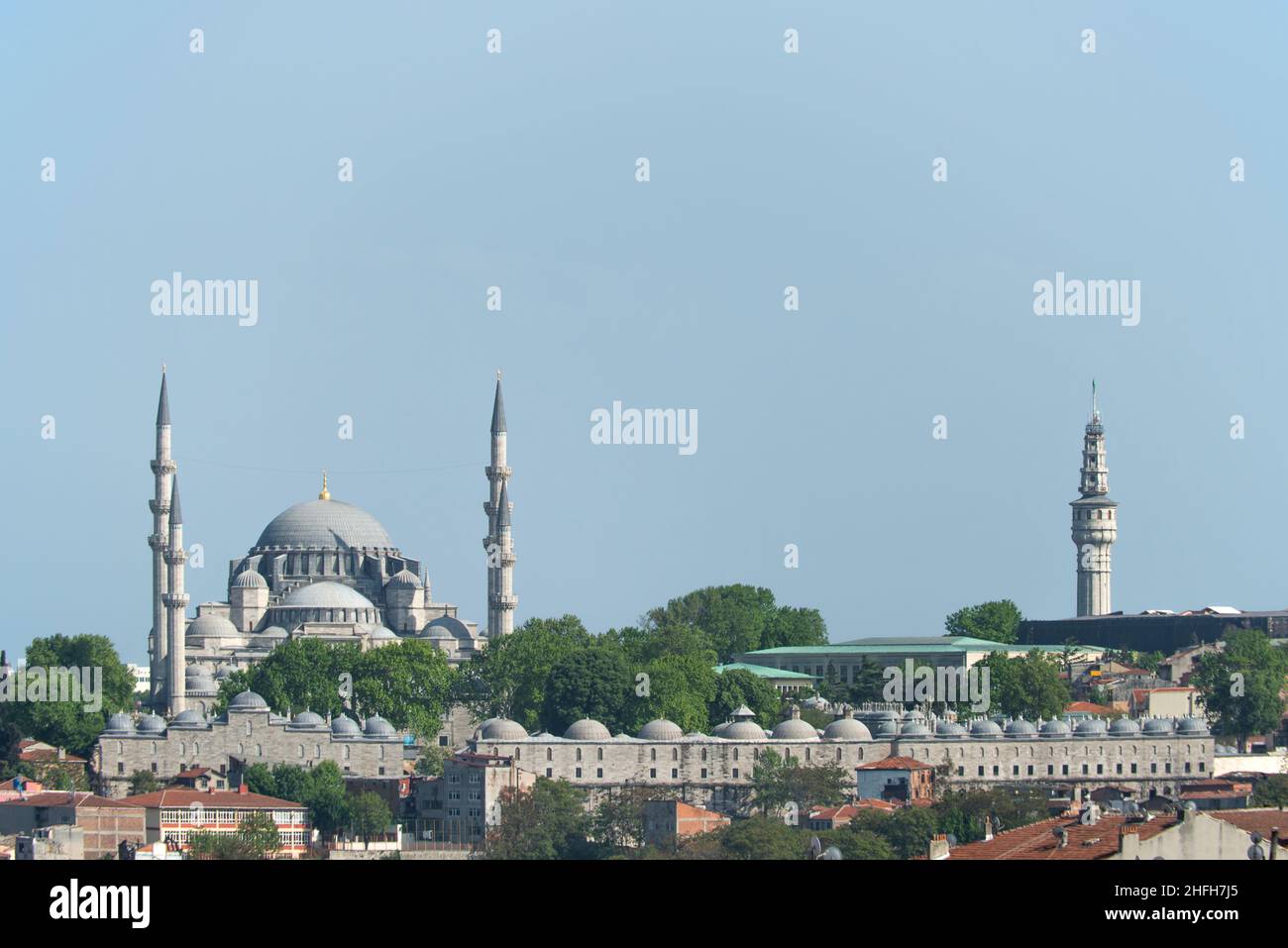 Istanbul rooftops with the great blue mosque surrounded by trees Stock ...