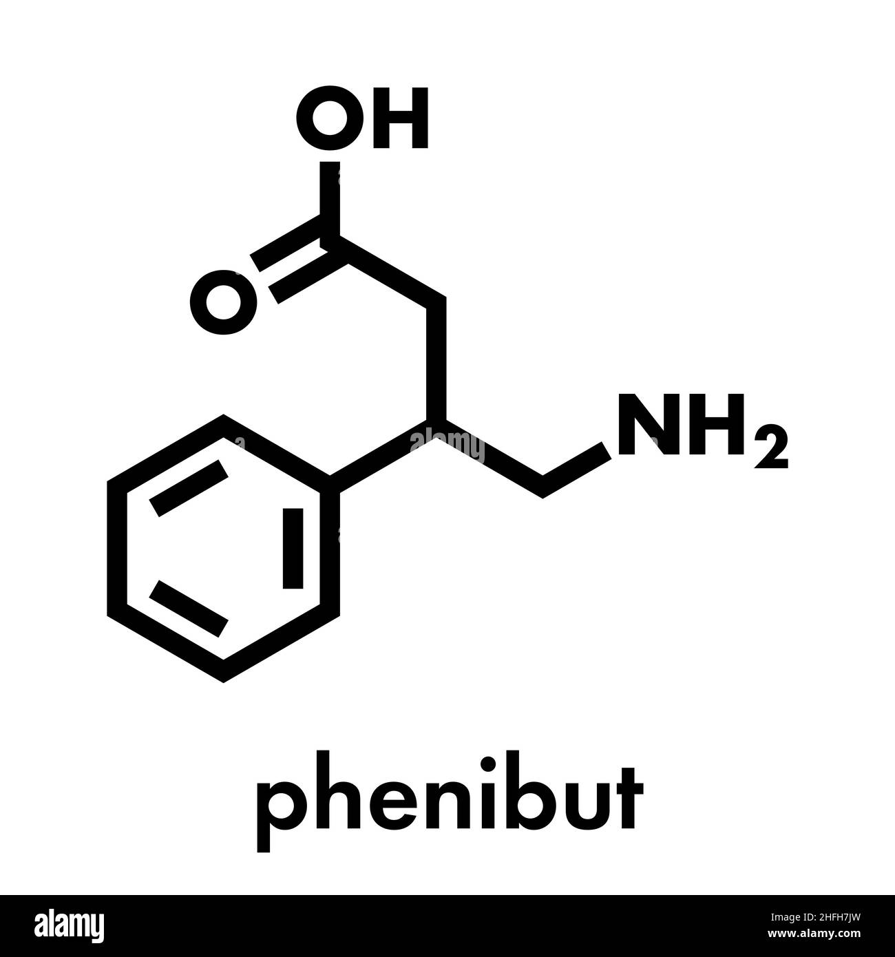 Phenibut anxiolytic and sedative drug molecule. Skeletal formula Stock ...