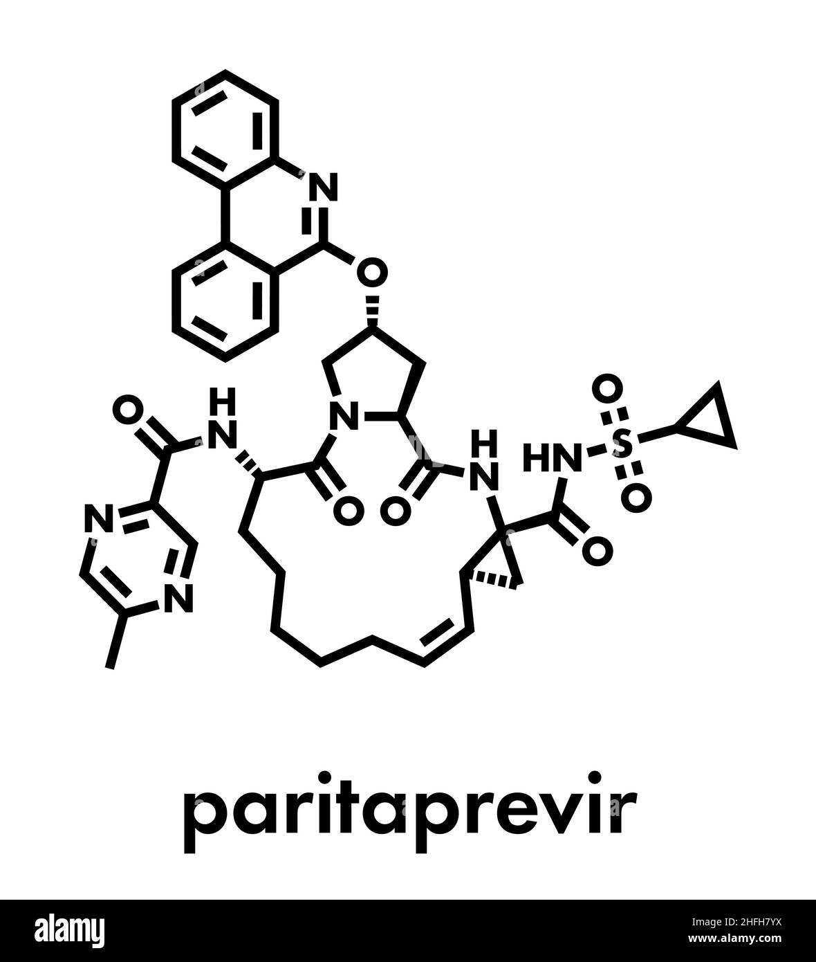 Paritaprevir hepatitis C virus (HCV) drug molecule (NS3-4A serine ...