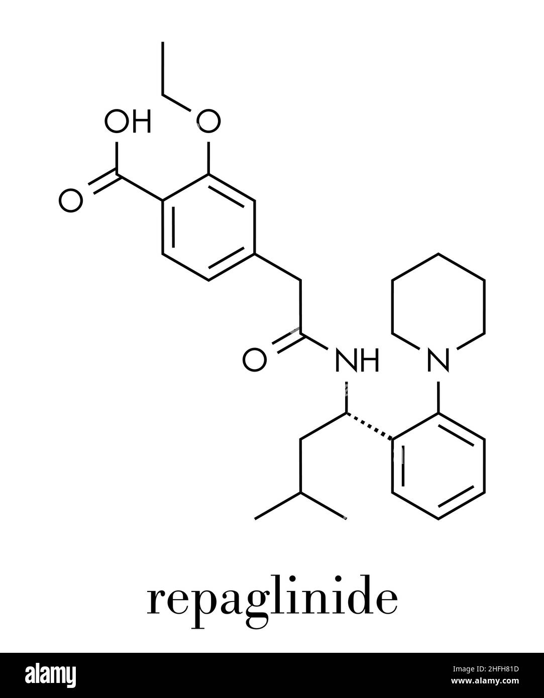 Repaglinide diabetes drug molecule. Skeletal formula Stock Vector Image ...