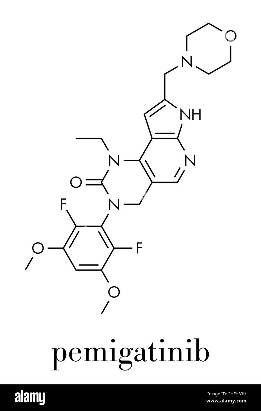 Pemigatinib cancer drug molecule Skeletal formula Stock Vector Image ...