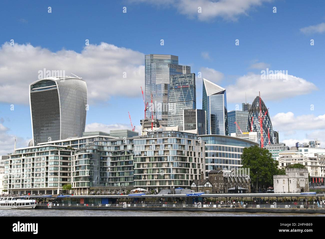 London, England - June 2020: Skyline of office buildings and apartment ...