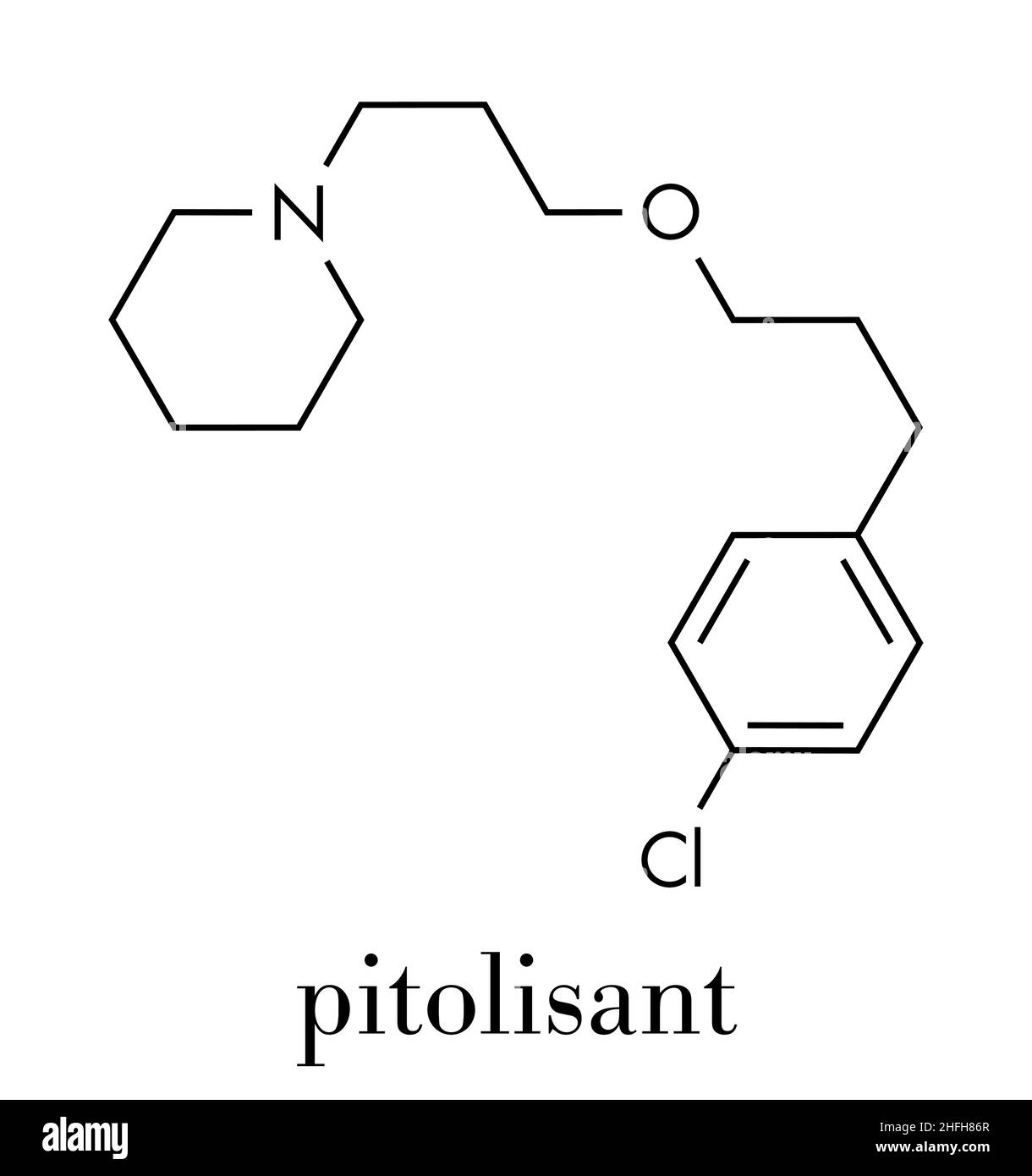 Pitolisant (tiprolisant) narcolepsy drug molecule. Skeletal formula ...