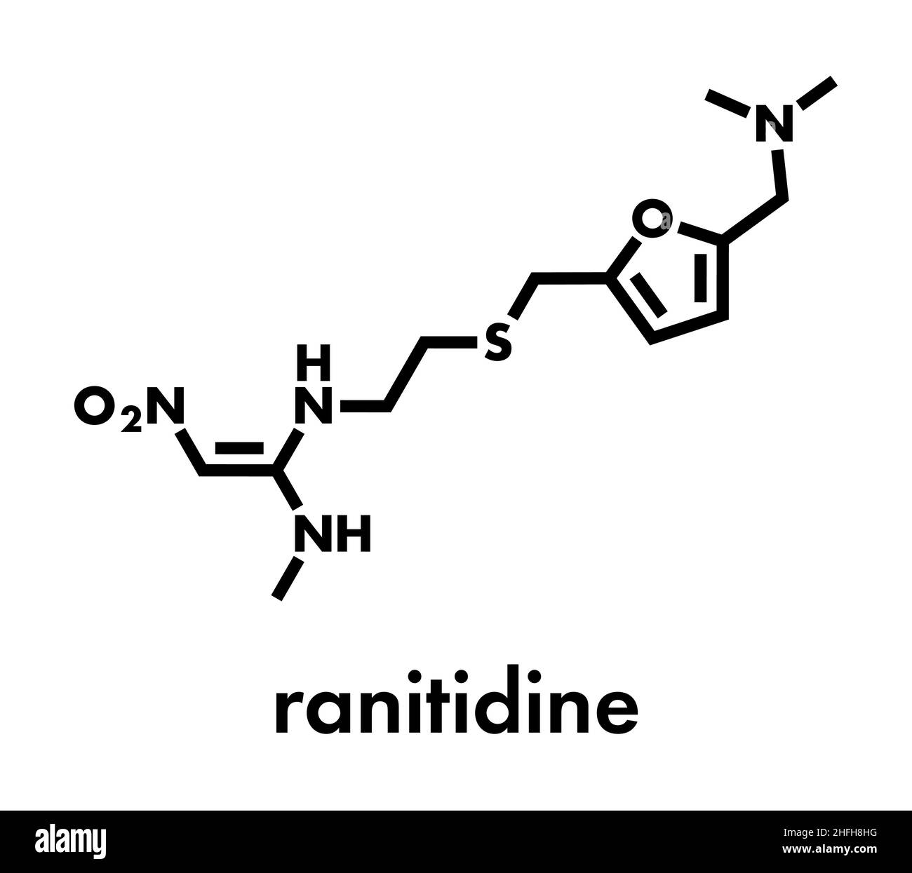Ranitidine peptic ulcer disease drug molecule. Blocks stomach acid ...