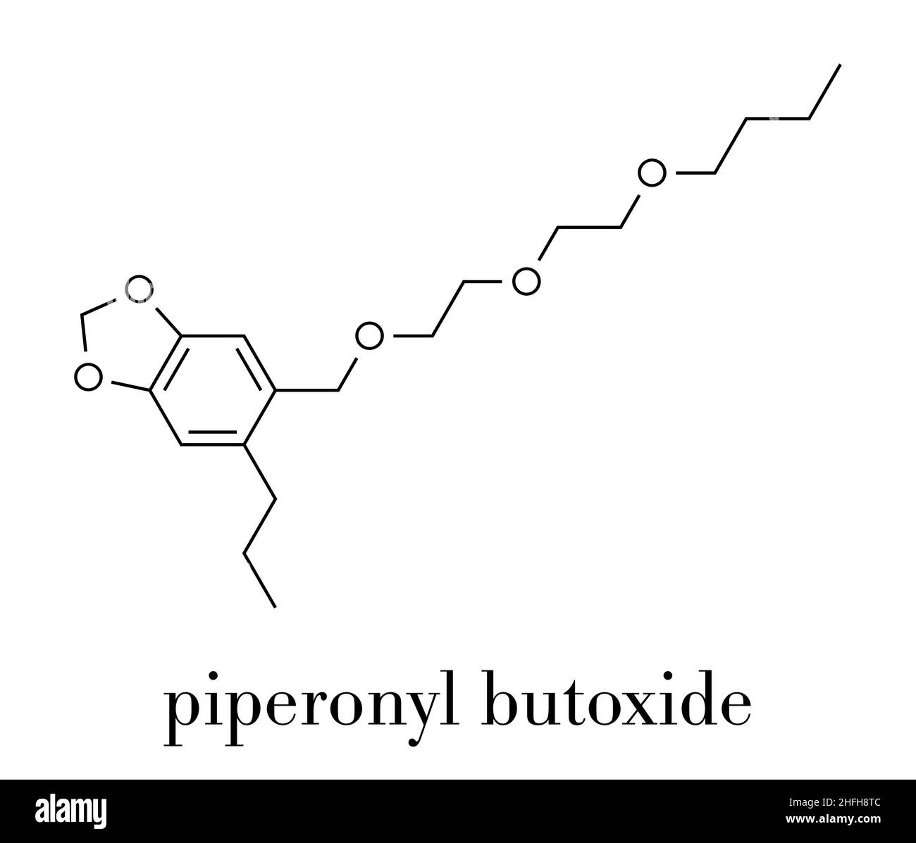 Piperonyl butoxide (PBO) pesticide synergist molecule. Increases potency of insecticides by ...
