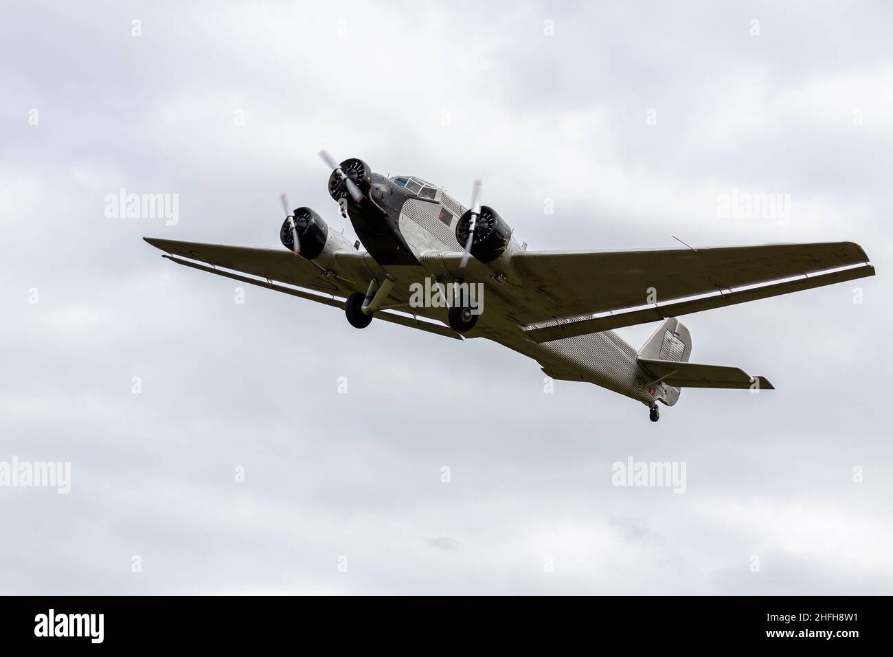 an old three-engine airliner in flight, the Ju 52 Stock Photo - Alamy