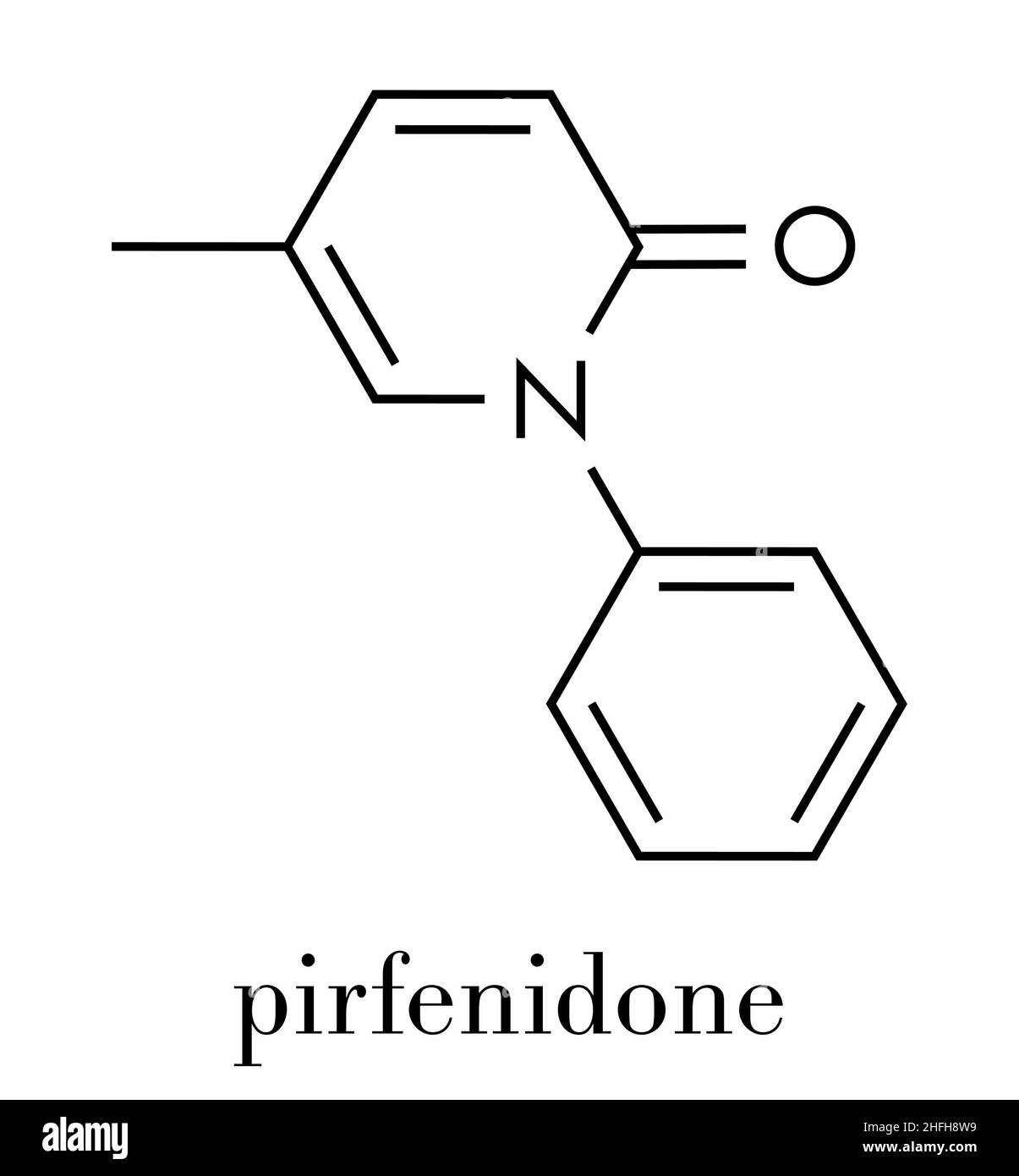 Pirfenidone idiopathic pulmonary fibrosis (IPF) drug molecule. IPF is a ...
