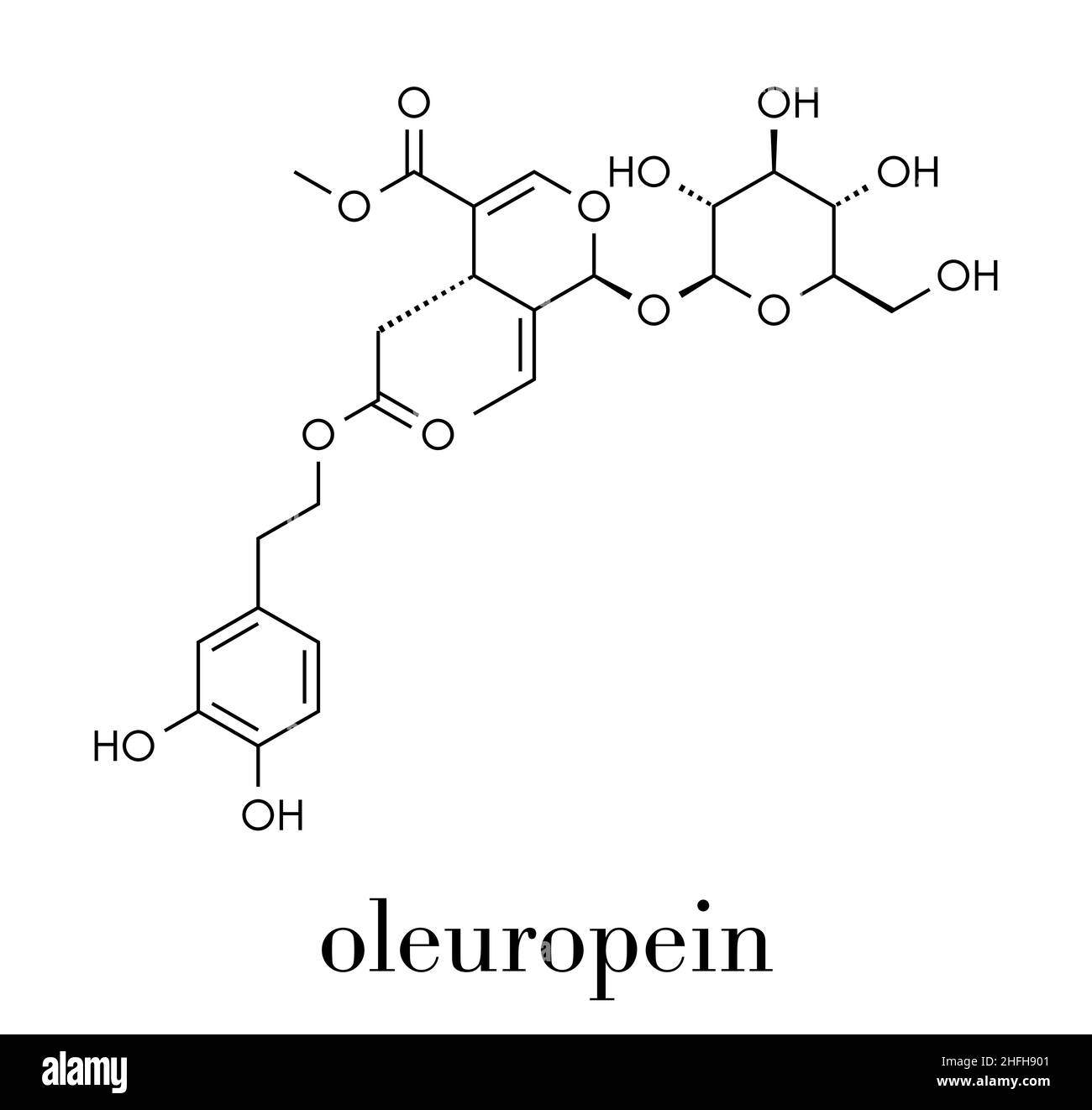 Oleuropein olive component molecule. In part responsible for pungency ...
