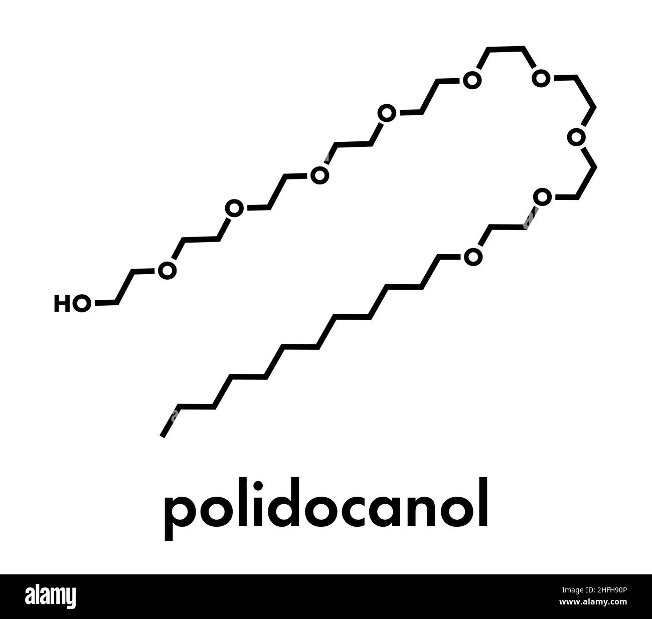 Polidocanol sclerosant drug molecule. Used in treatment of varicose ...