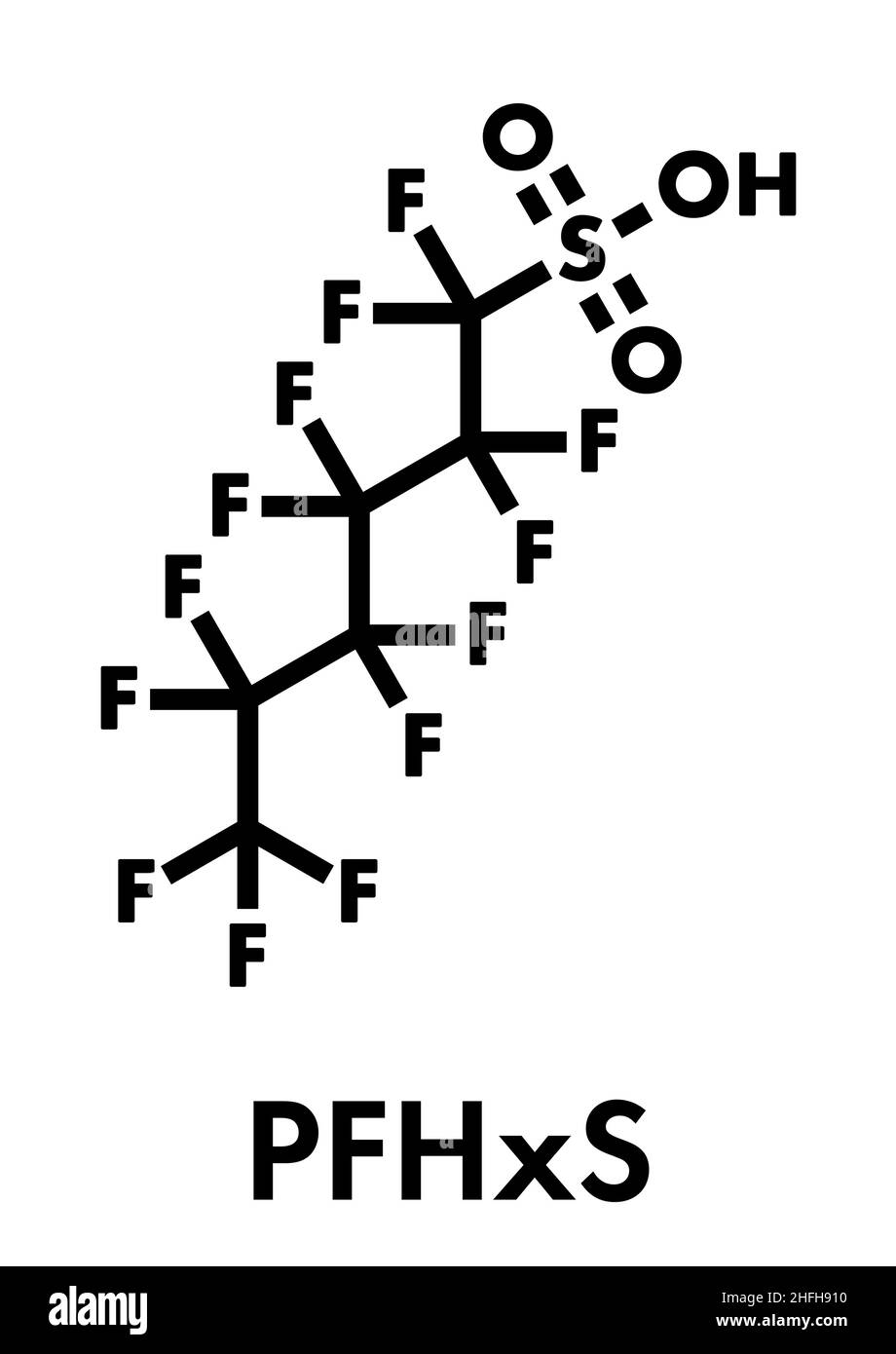 Perfluorohexanesulfonic acid (PFHxS) molecule. Skeletal formula Stock ...