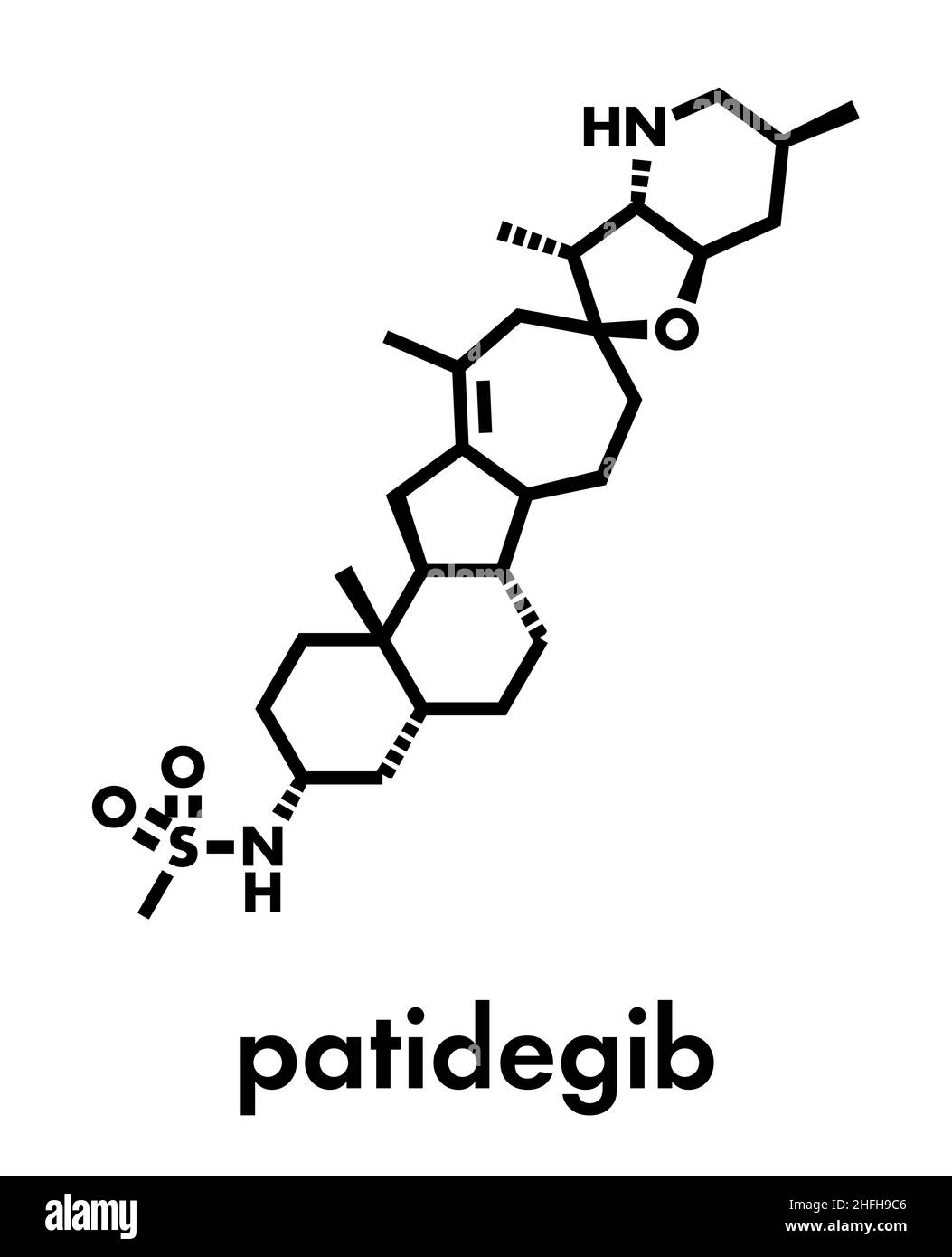 Patidegib drug molecule (hedgehog pathway inhibitor). Skeletal formula ...