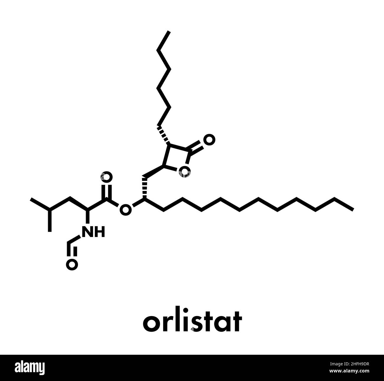 Orlistat obesity drug molecule. Skeletal formula Stock Vector Image ...