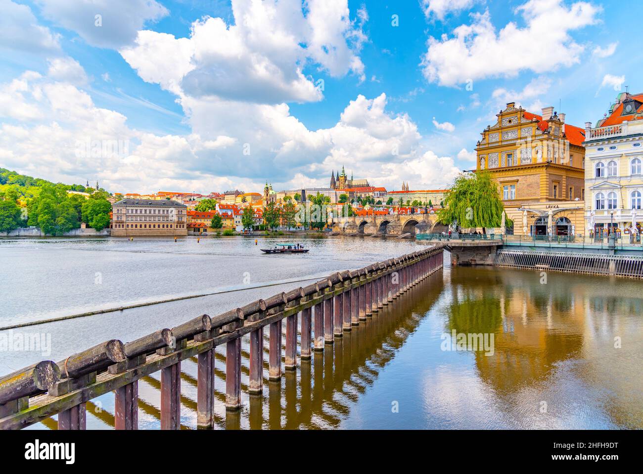 Prague Panorama with Prague Castle and Charles Bridge Stock Photo - Alamy