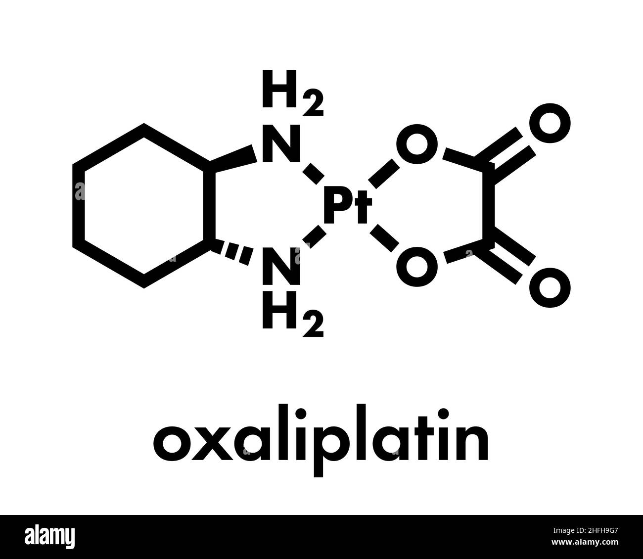 Oxaliplatin cancer chemotherapy drug molecule. Skeletal formula Stock ...