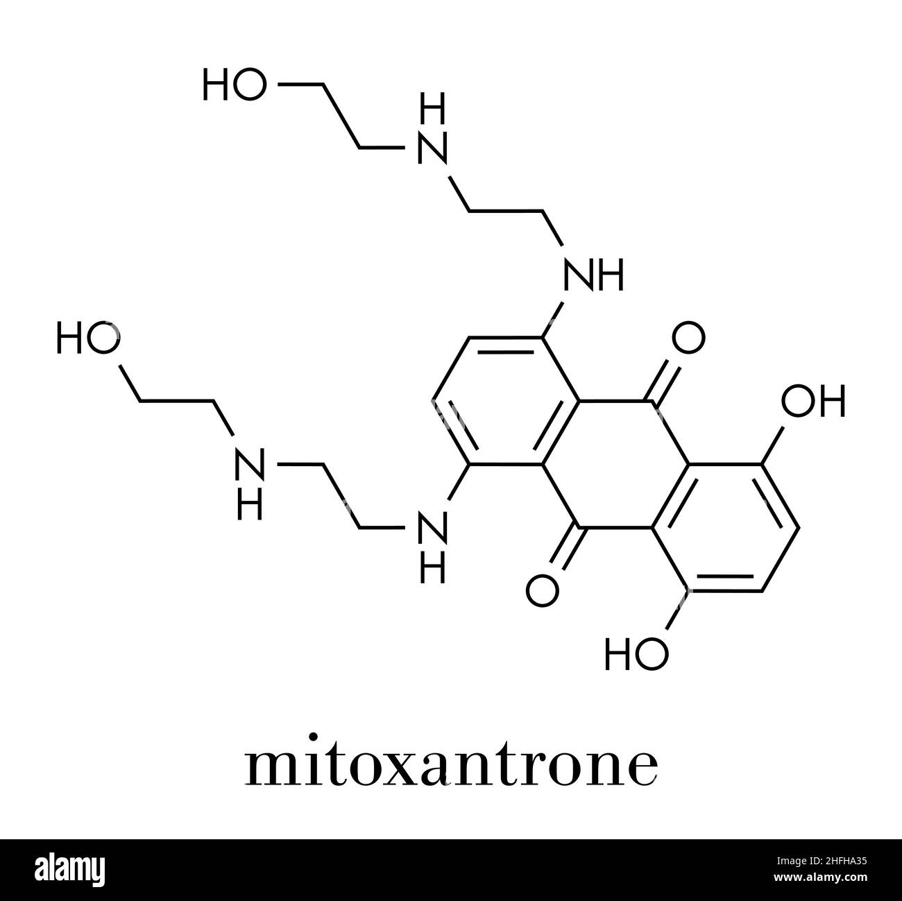 Mitoxantrone cancer drug molecule (type II topoisomerase inhibitor ...