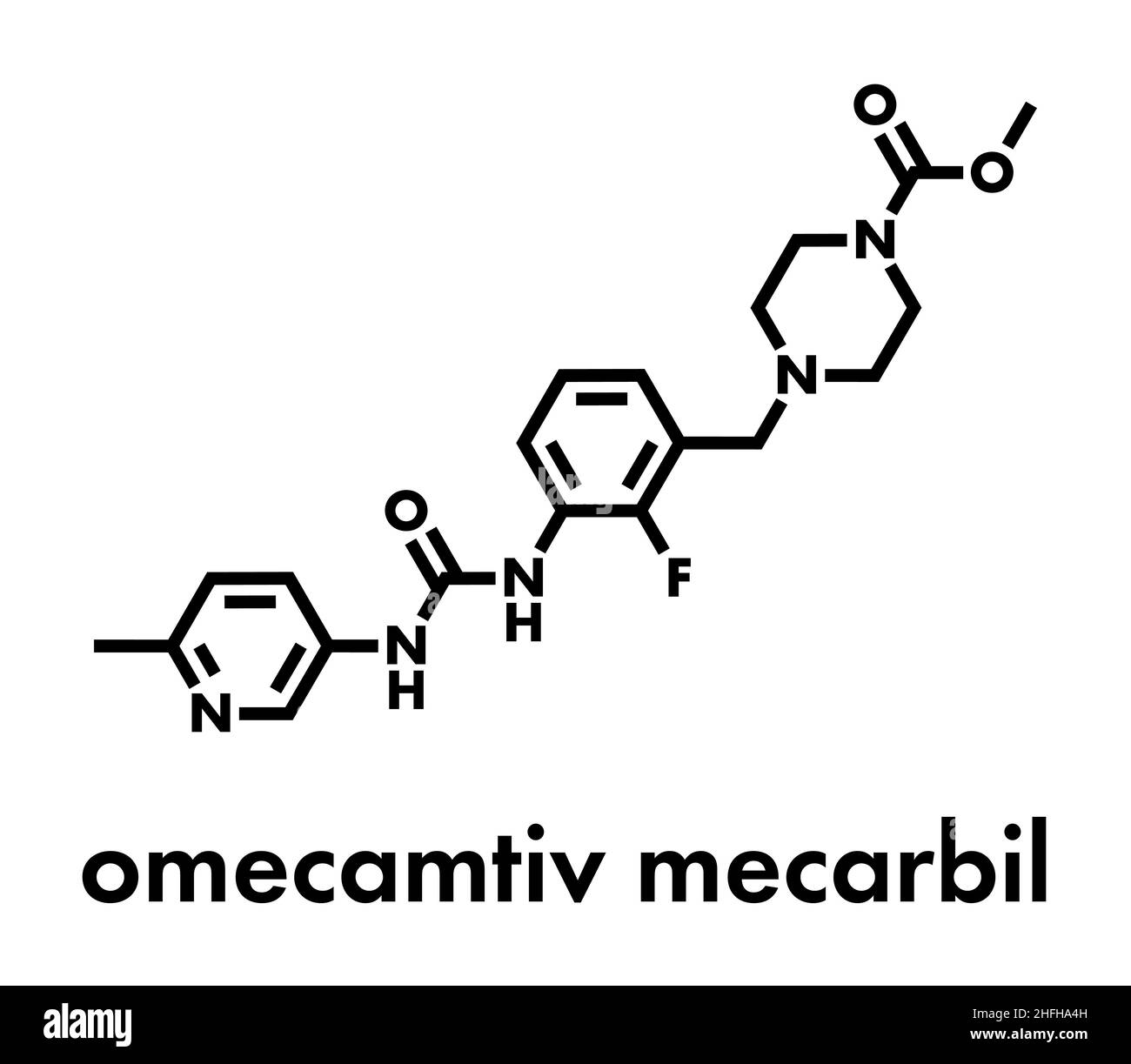 Omecamtiv mecarbil heart failure drug molecule. Skeletal formula Stock ...