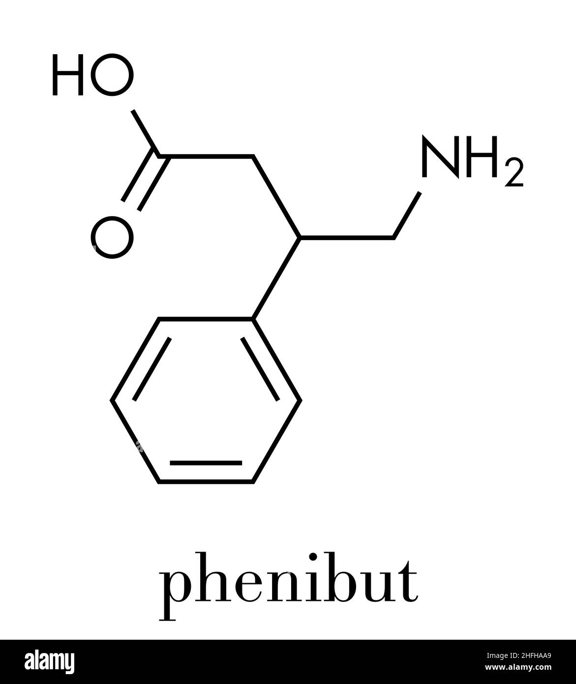 Phenibut anxiolytic and sedative drug molecule. Skeletal formula Stock ...